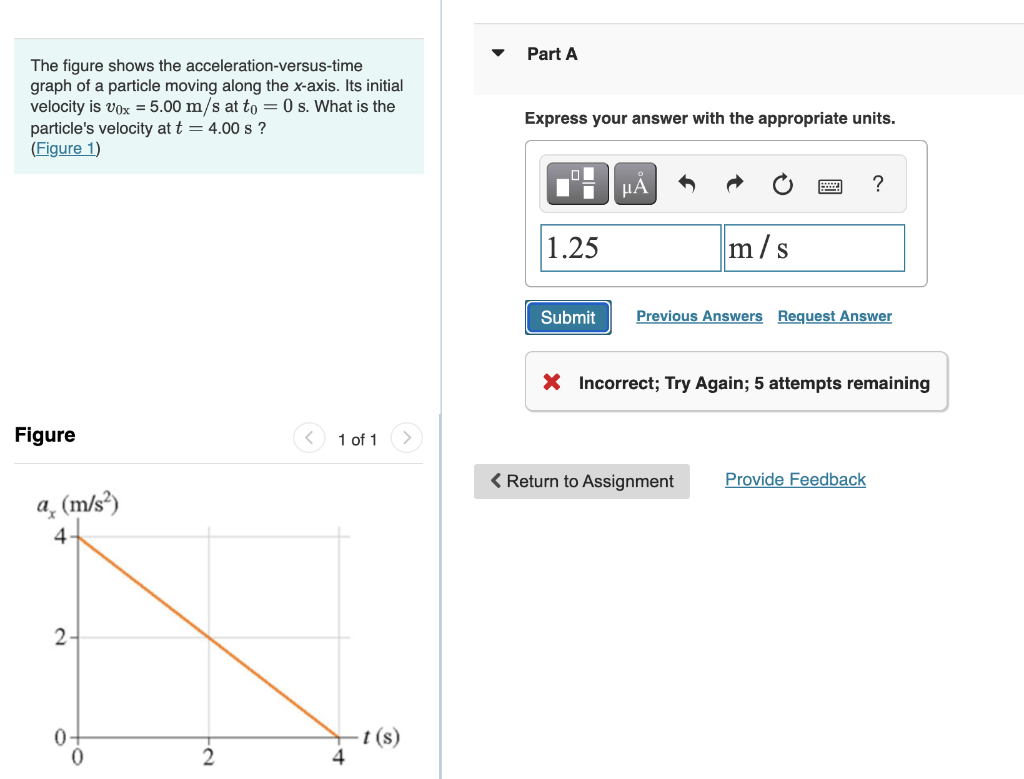 Solved The figure shows the acceleration-versus-time Part A | Chegg.com