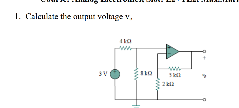 Solved Calculate the output voltage vo | Chegg.com