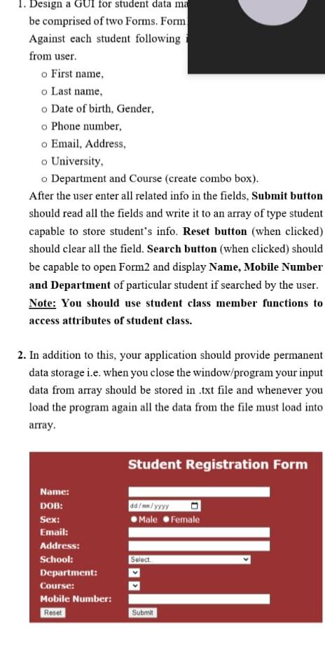 Solved LAB TASK Design a GUI for student data management. | Chegg.com