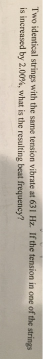 Solved Two identical strings with the same tension vibrate | Chegg.com