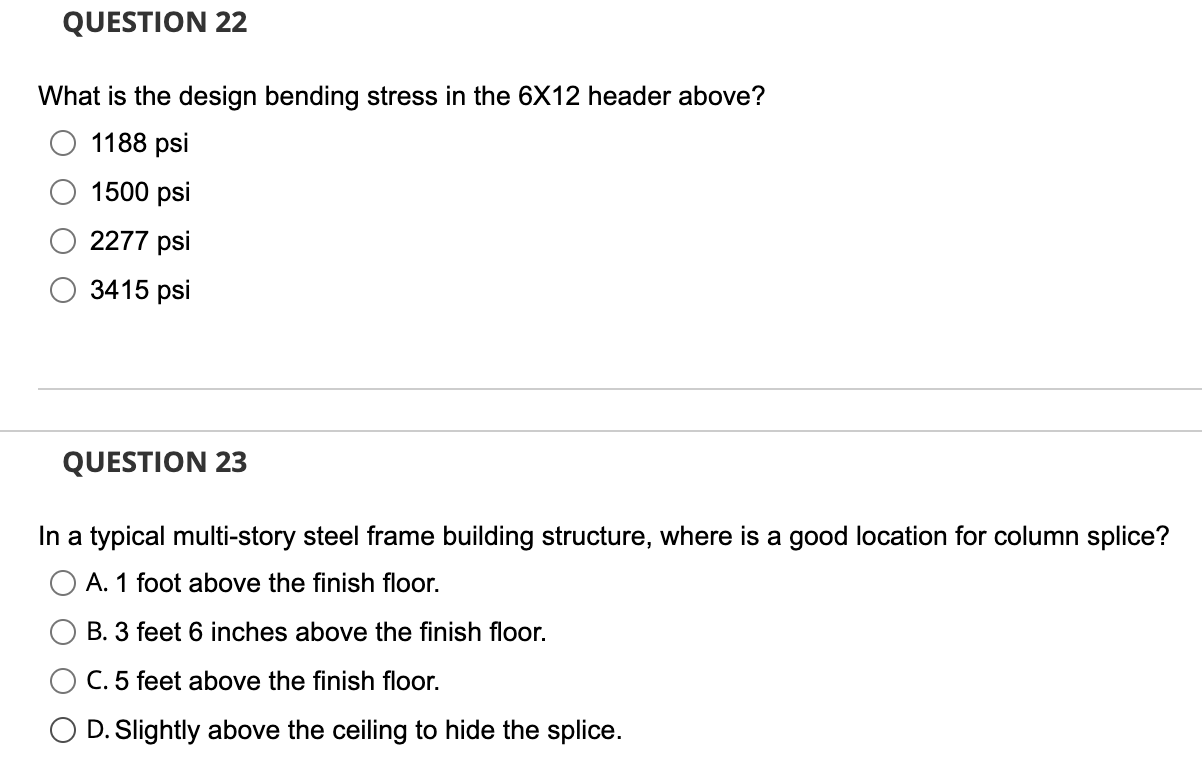 Solved What is the design bending stress in the 6×12 header | Chegg.com