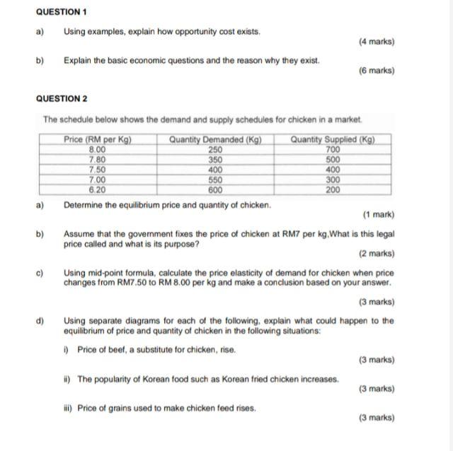 Solved QUESTION 1 a) Using examples, explain how opportunity | Chegg.com