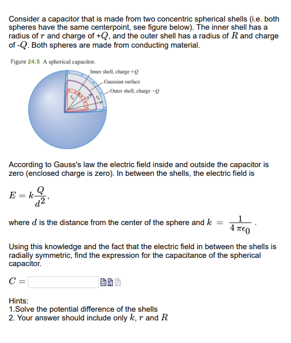 Solved Consider a capacitor that is made from two concentric | Chegg.com
