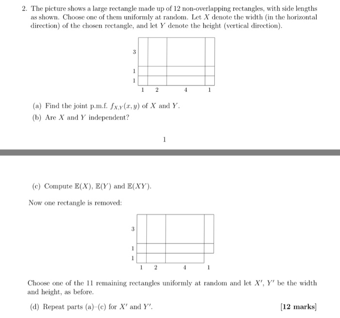 Solved 2. The picture shows a large rectangle made up of 12 | Chegg.com