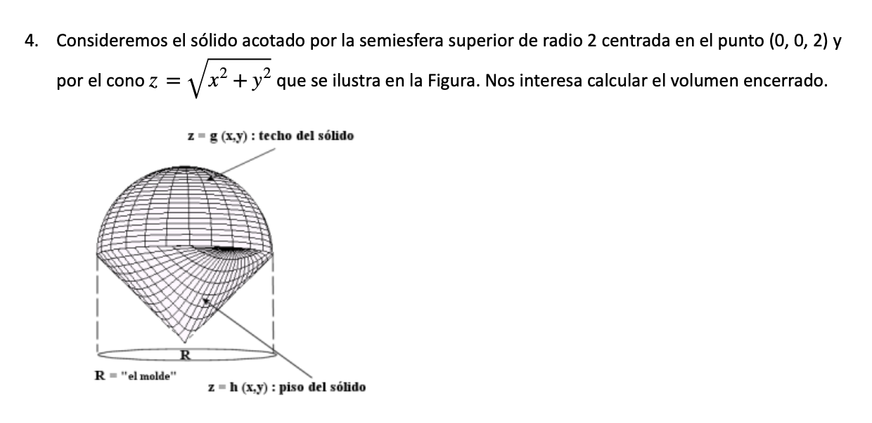 Solved Consideremos el sólido acotado por la semiesfera | Chegg.com