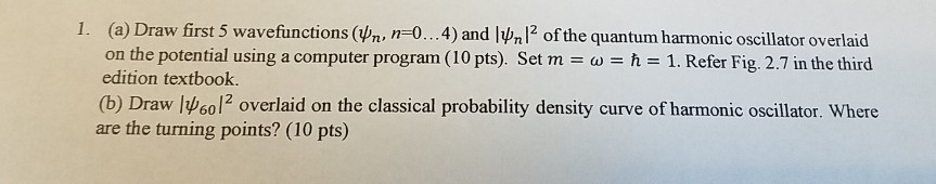 Solved 1. (a) Draw first 5 wavefunctions (Un, n=0...4) and | Chegg.com