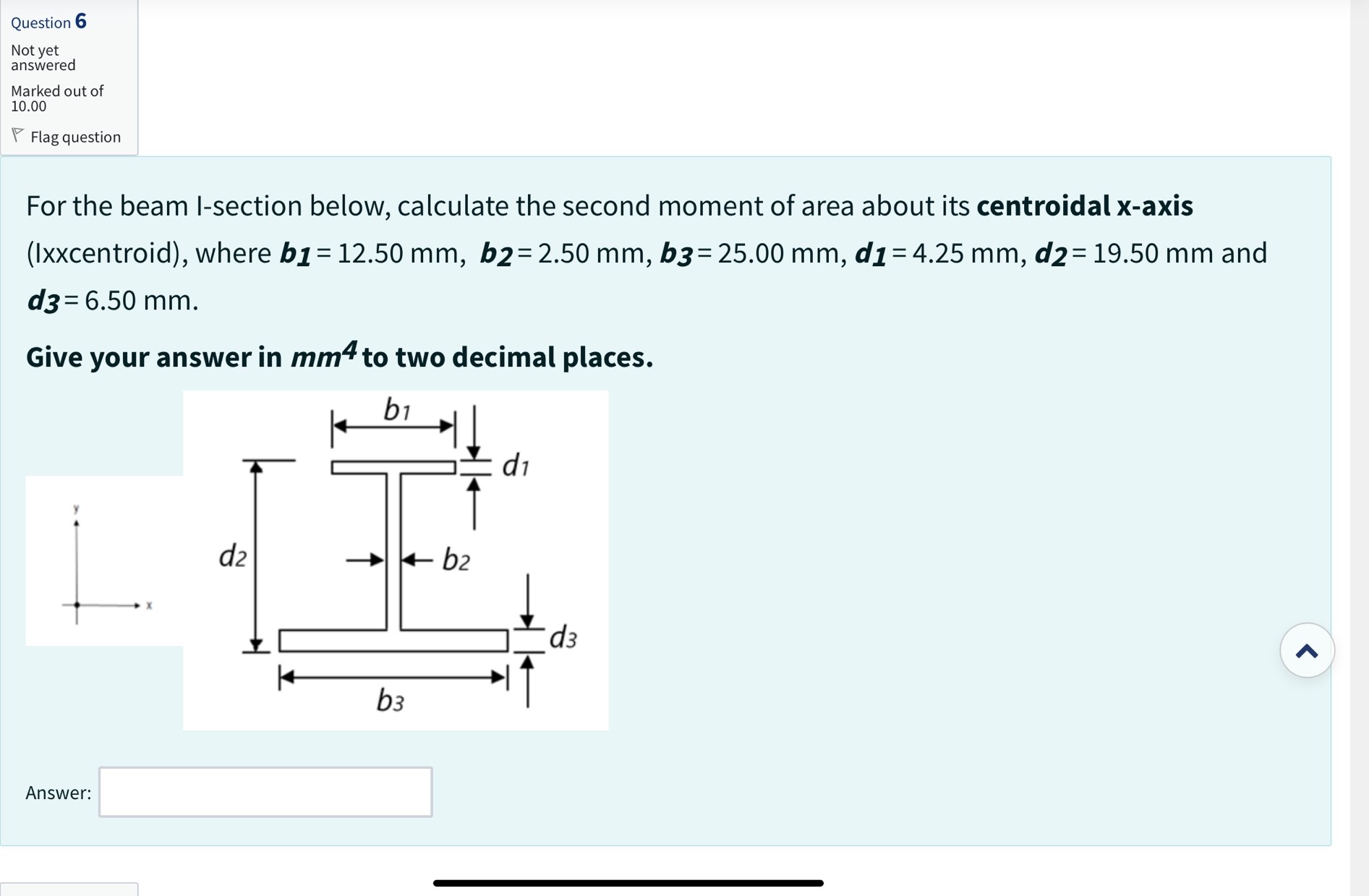 Solved For the beam I-section below, calculate the second | Chegg.com