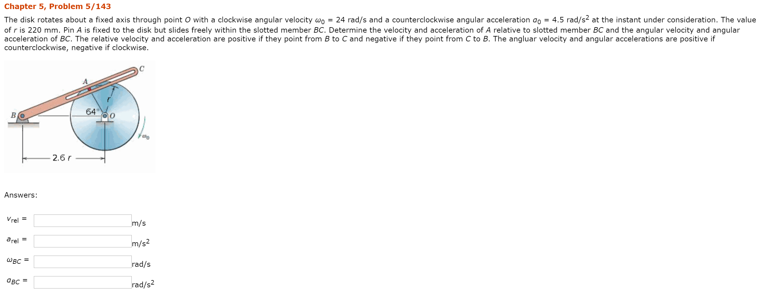 Chapter 5, Problem 5/143 The disk rotates about a | Chegg.com