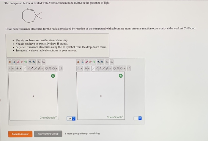 Solved The compound below is treated with NBS in the | Chegg.com