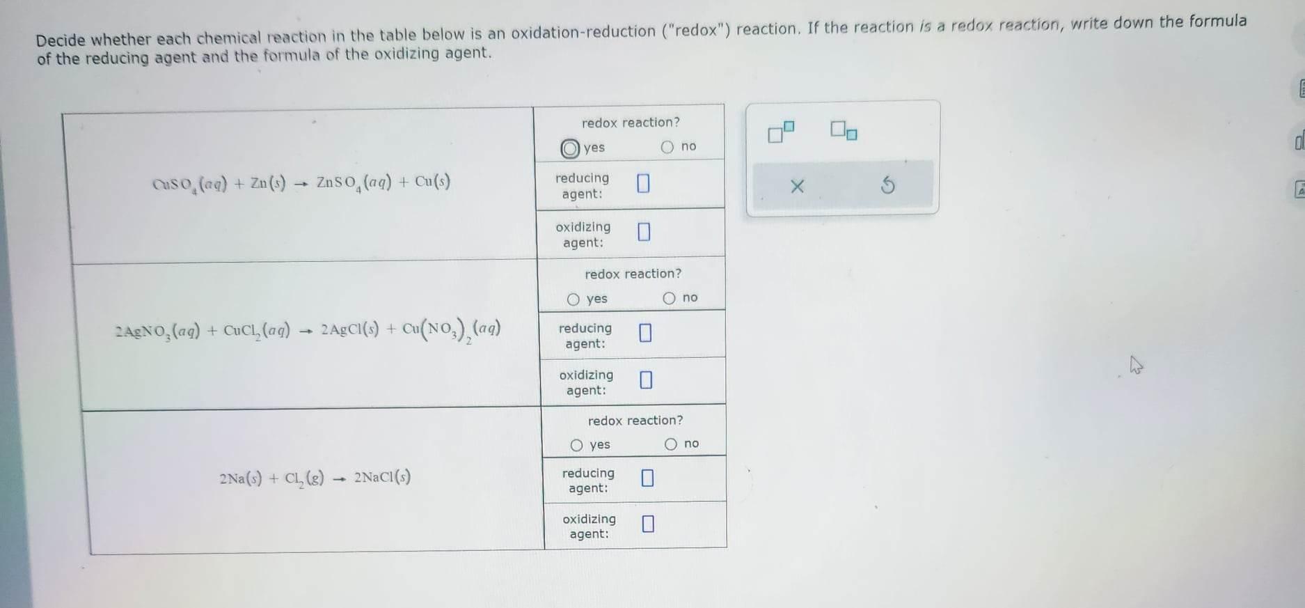 Solved Decide whether each chemical reaction in the table | Chegg.com