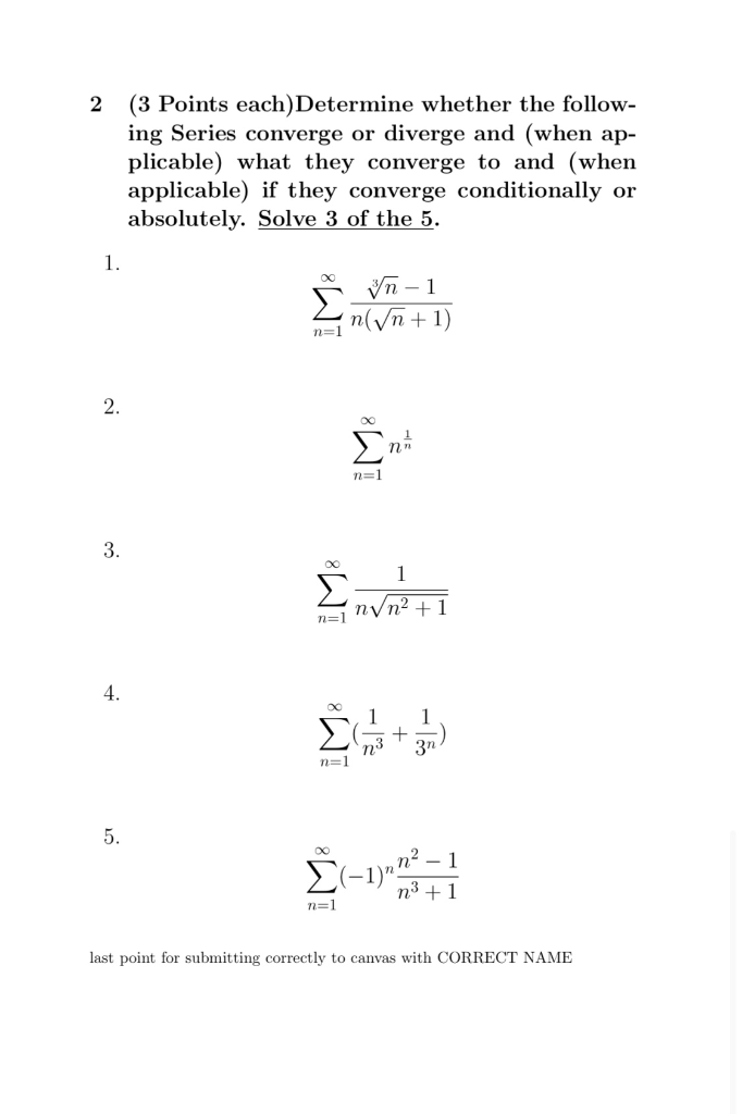 Solved 2 (3 Points each)Determine whether the follow- ing | Chegg.com