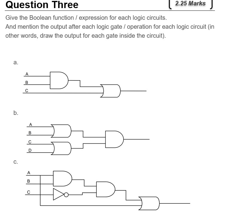 Solved Give the Boolean function / expression for each logic | Chegg.com