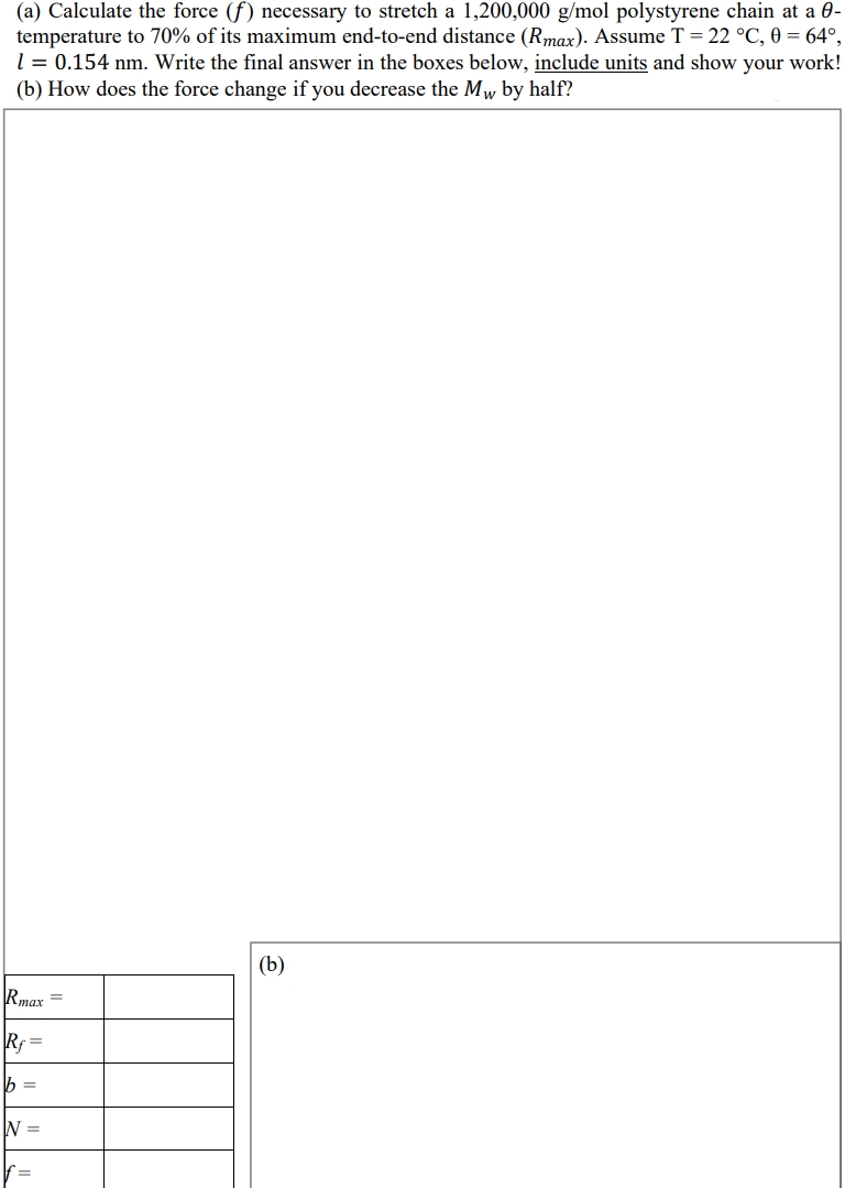 Solved (a) ﻿Calculate the force (f) ﻿necessary to stretch a | Chegg.com