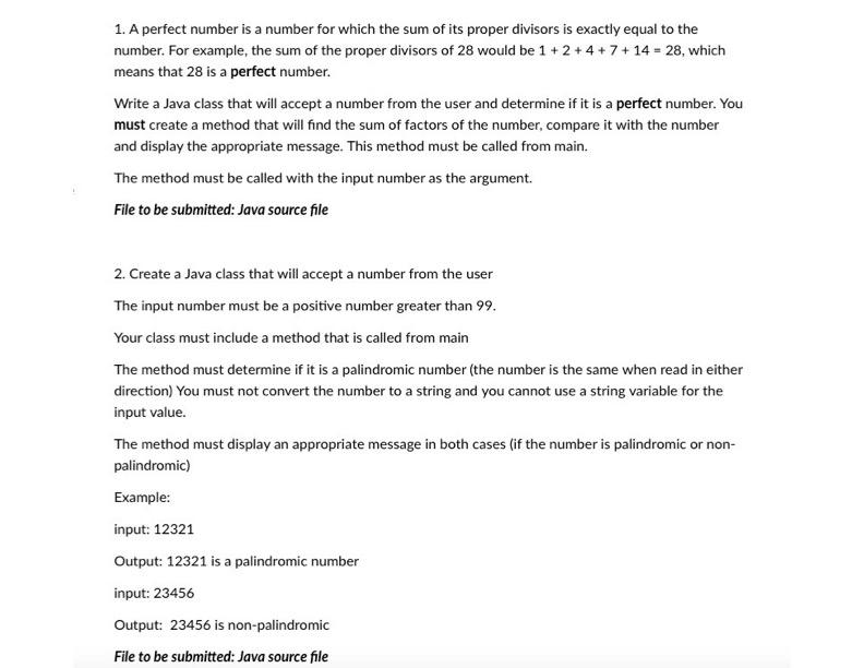 Solved 1. A perfect number is a number for which the sum of | Chegg.com