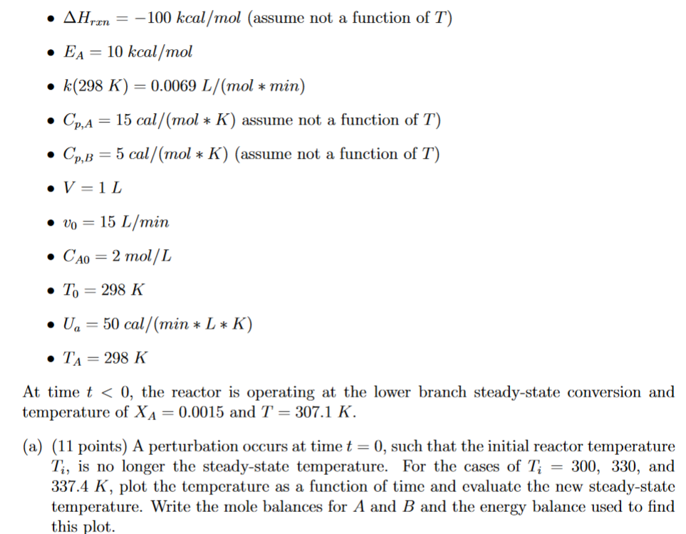 The highly exothermic reaction, 2nd-order in A, | Chegg.com