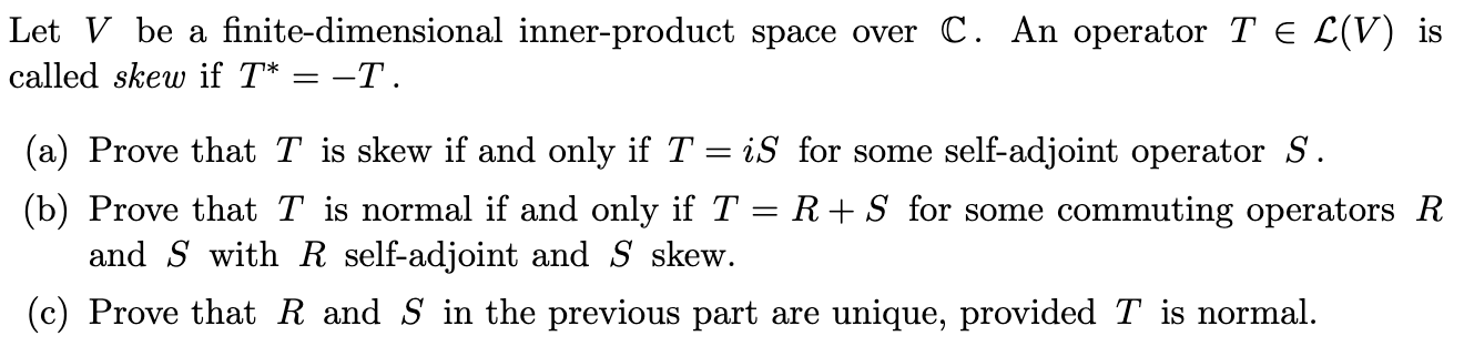 Solved Let V be a finite-dimensional inner-product space | Chegg.com