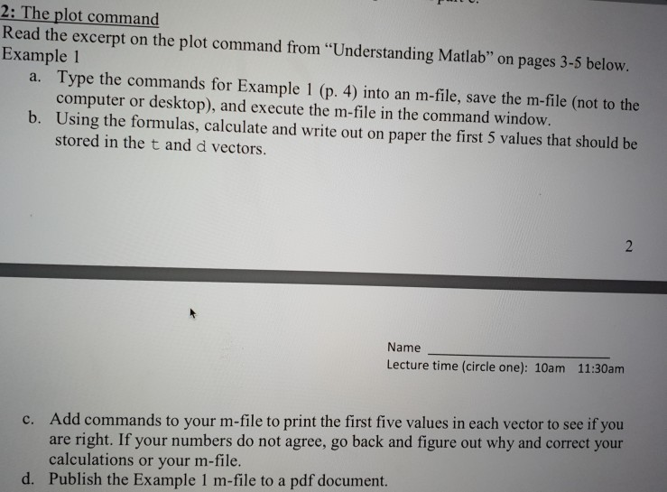 Solved 2 The Plot Command Read The Excerpt On The Plot 1797