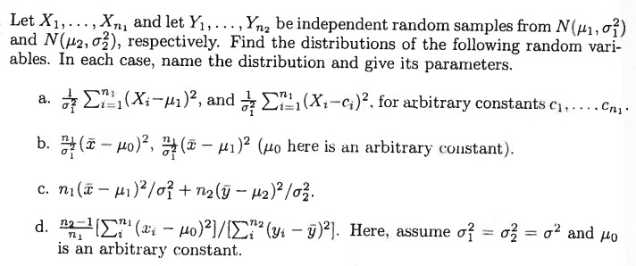 Solved Let x1,dots,xn1 ﻿and let Y1,dots,Yn2 be ﻿independent | Chegg.com