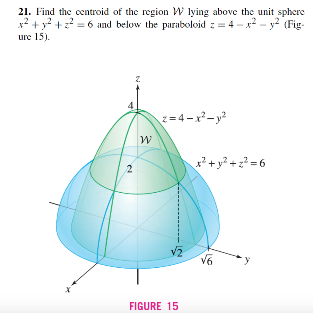 Solved 21. Find the centroid of the region W lying above the | Chegg.com