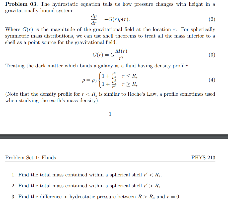 Problem 03. ﻿The hydrostatic equation tells us how | Chegg.com
