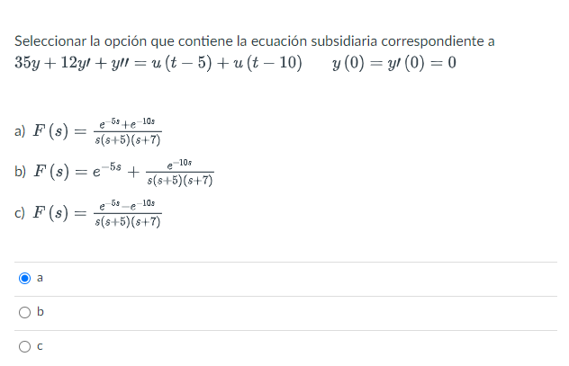 Solved Seleccionar la opción que contiene la ecuación | Chegg.com