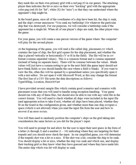 Solved CSCI 2312-001: Object Oriented Programming Project | Chegg.com