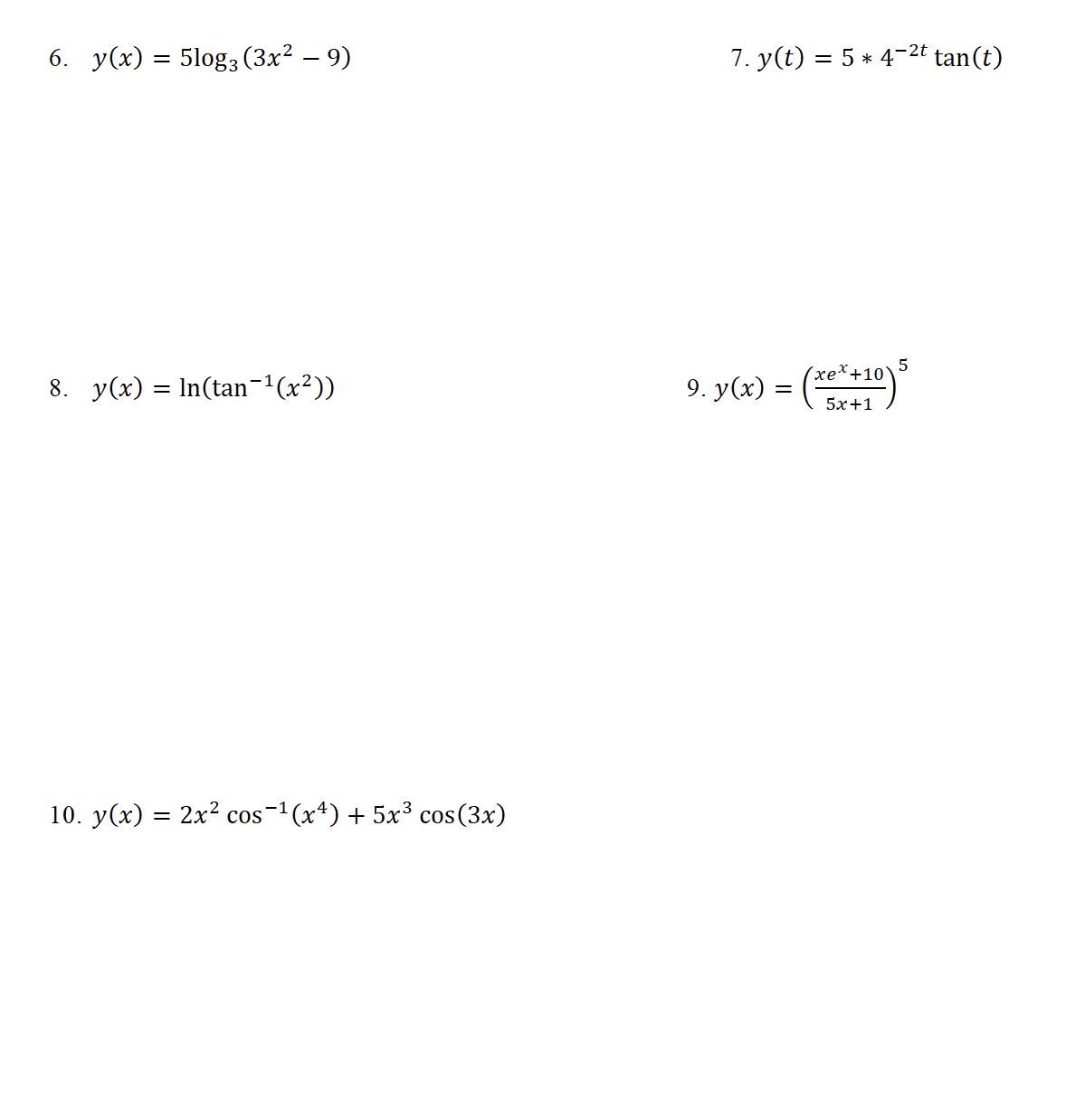 Solved find derivatives. please show every step of the | Chegg.com