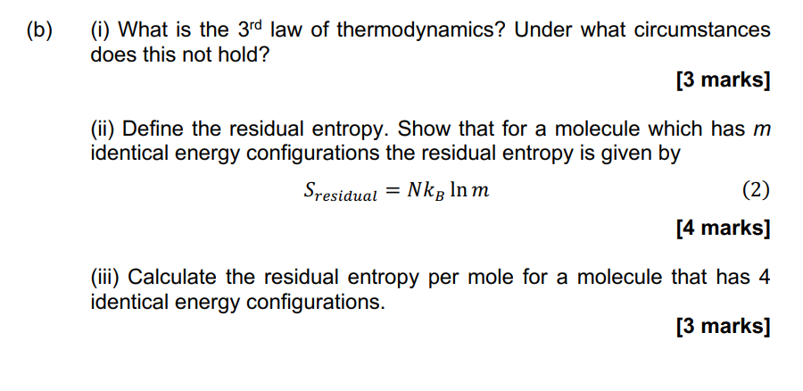 Solved I What Is The 3rd Law Of Thermodynamics Under