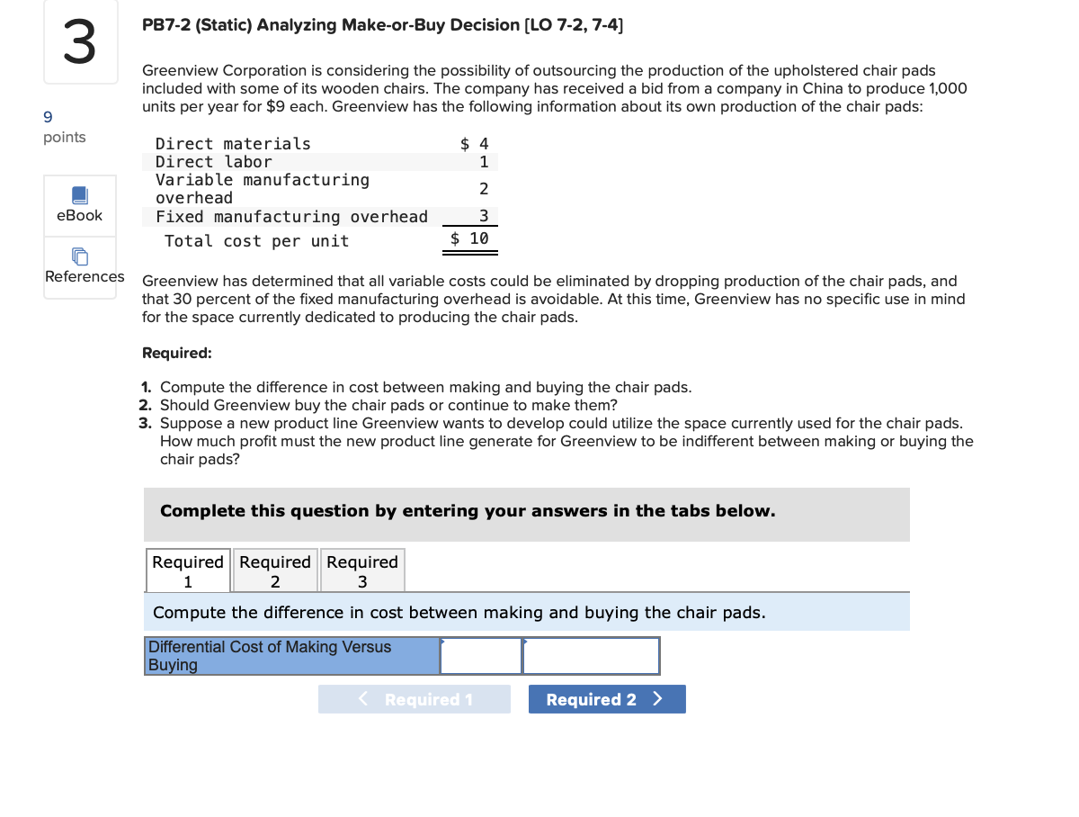Solved PB7-2 (Static) Analyzing Make-or-Buy Decision [LO | Chegg.com