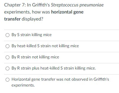Solved Chapter 7: In Griffith's Streptococcus pneumoniae | Chegg.com