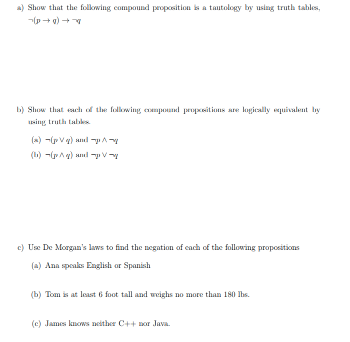 Solved a) Show that the following compound proposition is a | Chegg.com