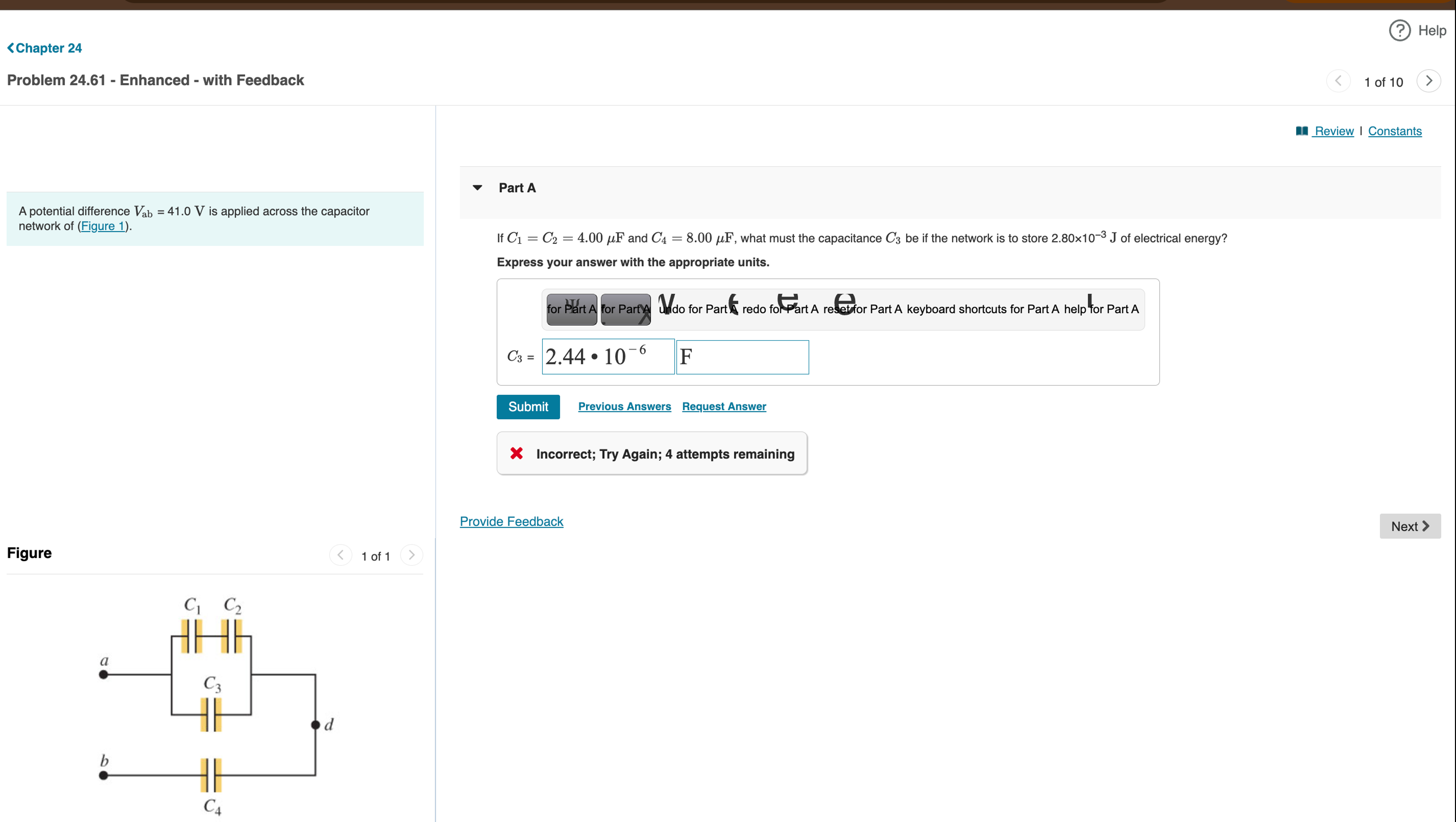 Solved Problem 24.61 - ﻿Enhanced - ﻿with FeedbackA potential | Chegg.com