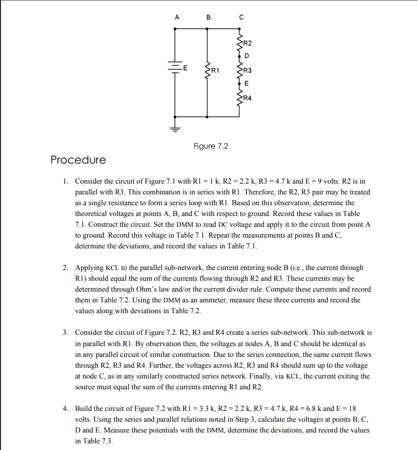 Solved A B R2 R1 R3 m 이 R4 Figure 7.2 Procedure 1. Consider | Chegg.com
