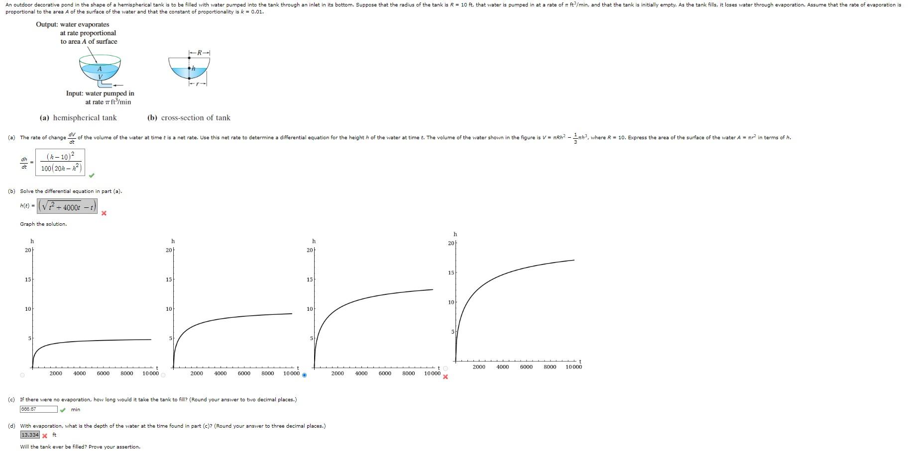 Solved dtdh= (b) Solve the differential equation in part | Chegg.com