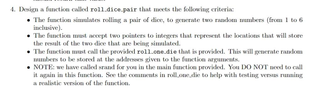 Solved int main(void) { * This Call srand to seed the random | Chegg.com