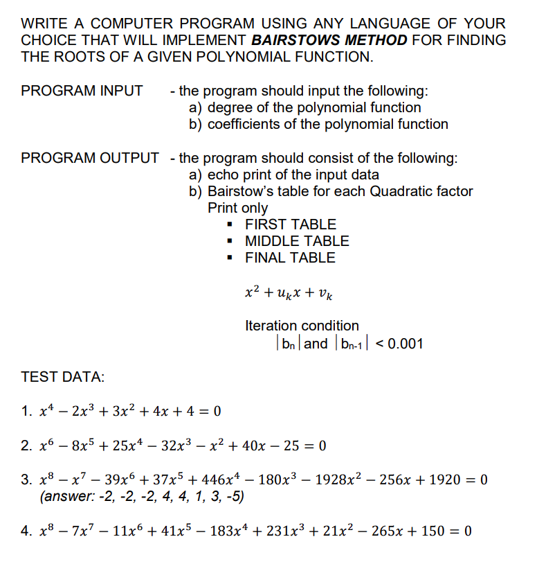 Solved WRITE A COMPUTER PROGRAM USING ANY LANGUAGE OF YOUR | Chegg.com