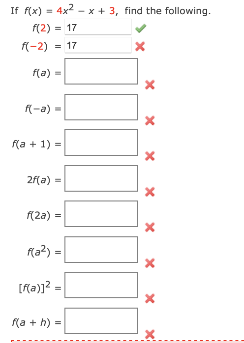 Solved If f(x)=4x2-x+3, ﻿find the | Chegg.com