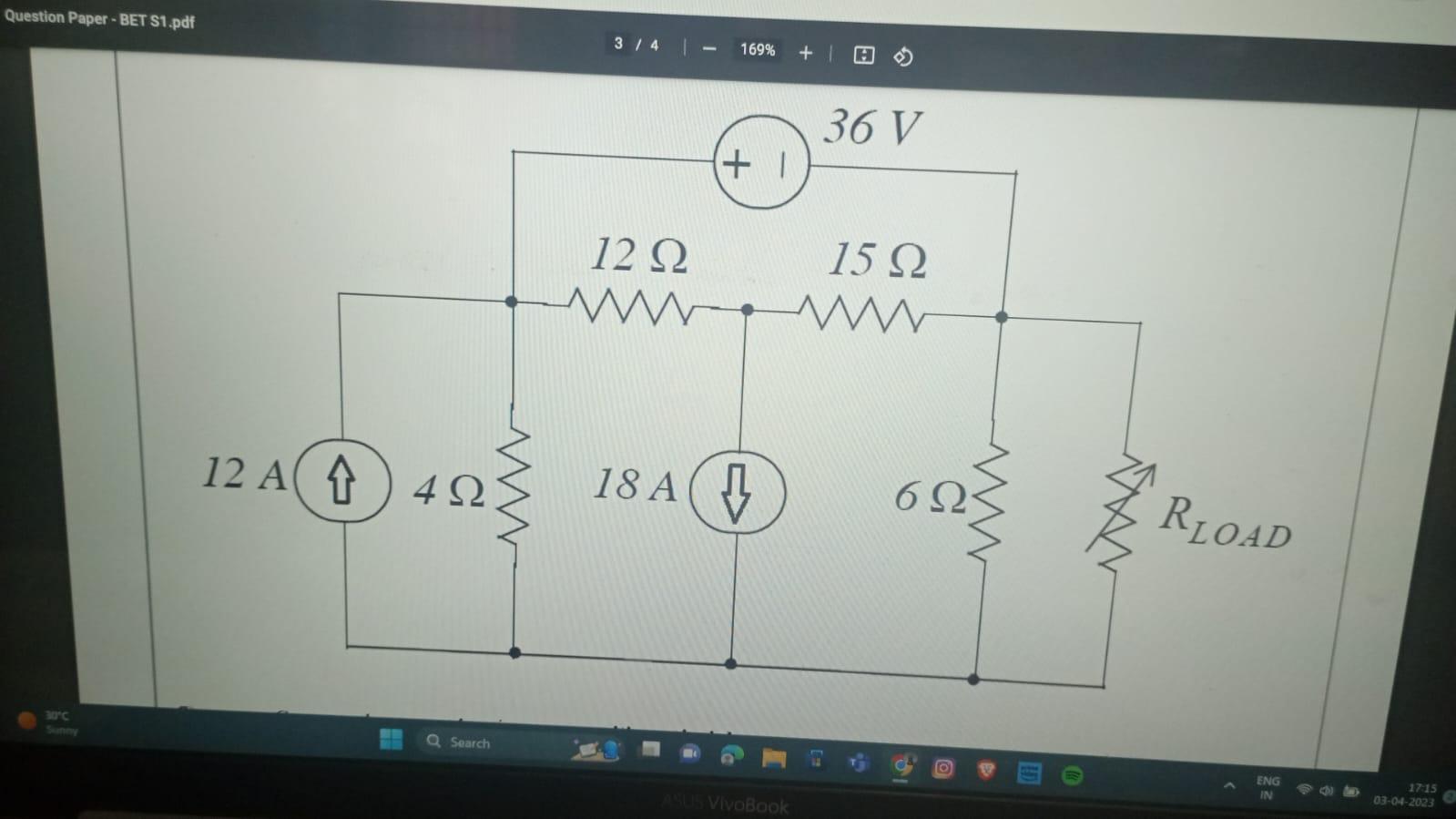 Solved find the power across load resistance | Chegg.com