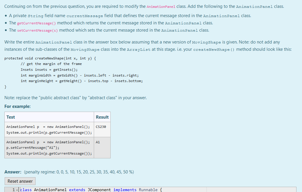 Solved Modify the AnimationPanel Class. AnimationPanel | Chegg.com