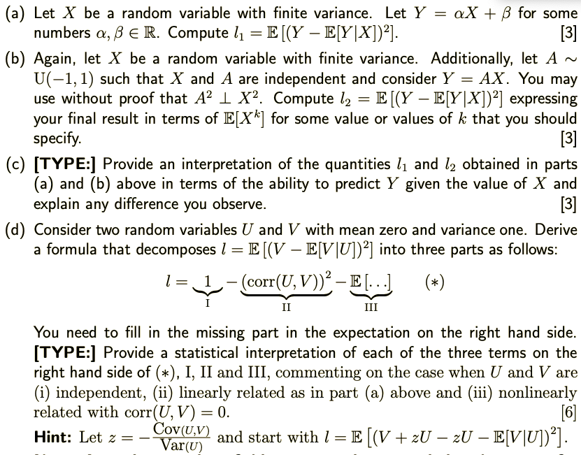 Solved （a Let X Be A Random Variable With Finite Variance 3777