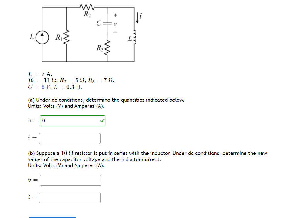 Solved R2 L R3 Is = 7 A. R1 = 11 12, R2 = 512, R3 = 712. C= | Chegg.com