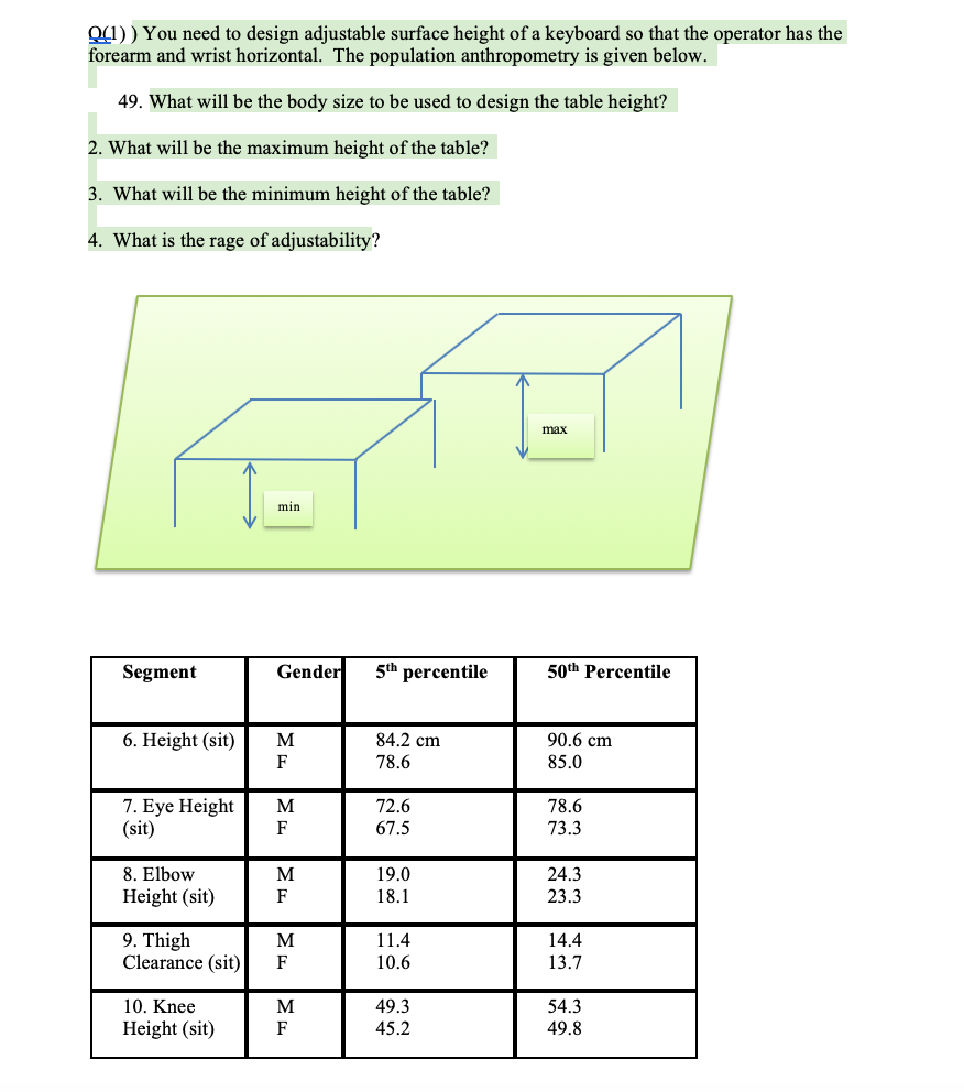 Q41)) You need to design adjustable surface height of | Chegg.com