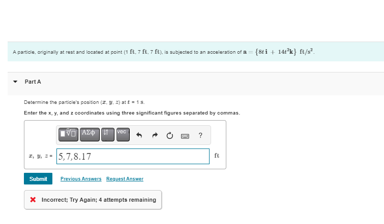 Solved A particle, originally at rest and located at point | Chegg.com