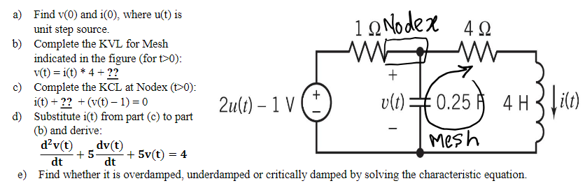 Solved a) Find v(0) and i(0), where u(t) is unit step | Chegg.com