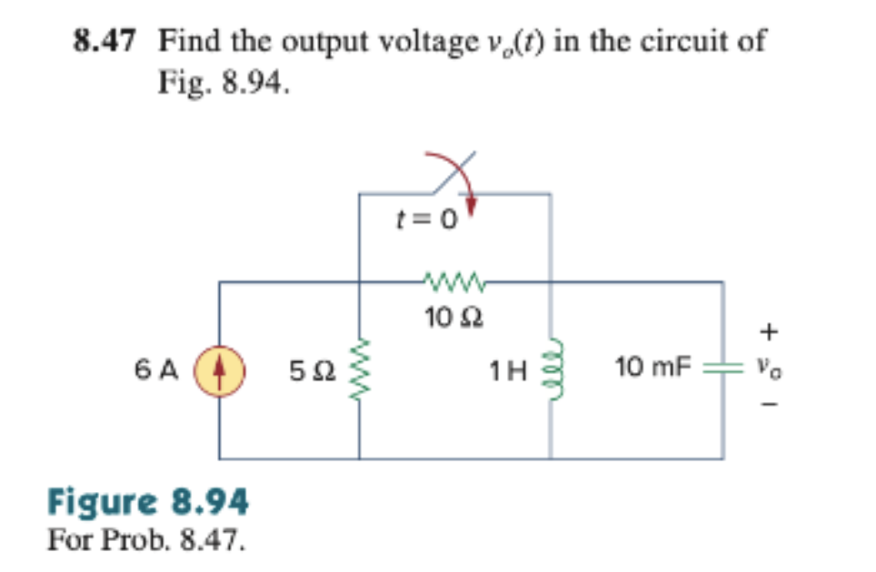 Solved 8.47 Find the output voltage vo(t) in the circuit of | Chegg.com