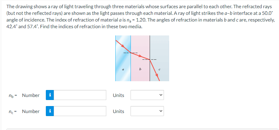 Solved The drawing shows a ray of light traveling through | Chegg.com