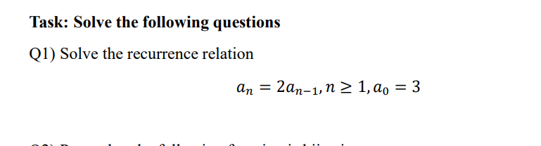 Solved Task: Solve the following questions Q1) Solve the | Chegg.com Solved Task: Solve the following questions Q1) Solve the | Chegg.com