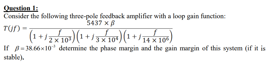 Solved Question 1: Consider the following three-pole | Chegg.com