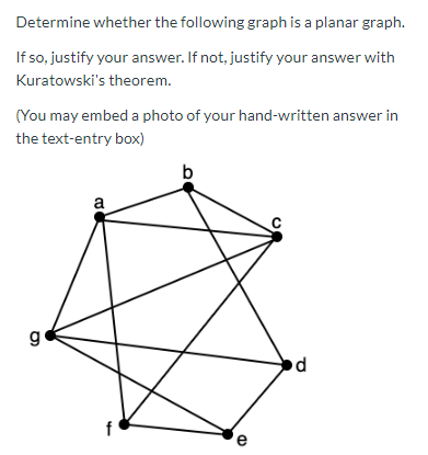 Solved Determine whether the following graph is a planar | Chegg.com
