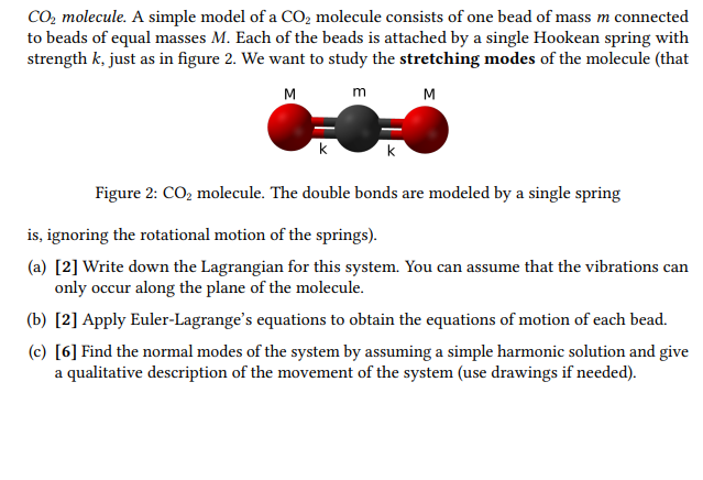 Solved CO2 molecule. A simple model of a CO2 molecule | Chegg.com
